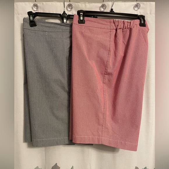 Basic Editions | Shorts | Basics Edition Set Of 2 Womens Bermuda Shorts Strip Stretch Pull On ...